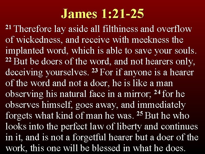 Being a Doer of the Word James 1