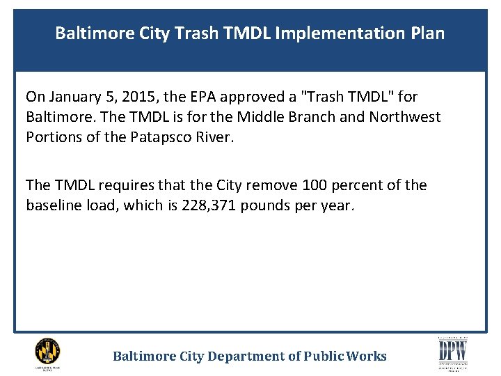 Baltimore City Department of Public Works Office of