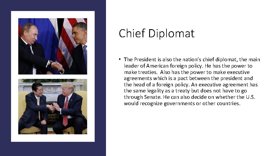 Roles of the presidant By chanze powell Commander