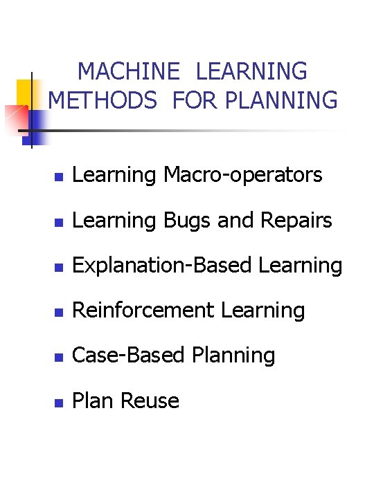 AN ADAPTIVE PLANNER BASED ON LEARNING OF PLANNING