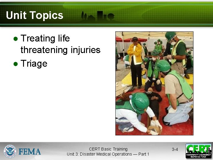 Disaster Medical Operations Triage CERT Basic Training CERT