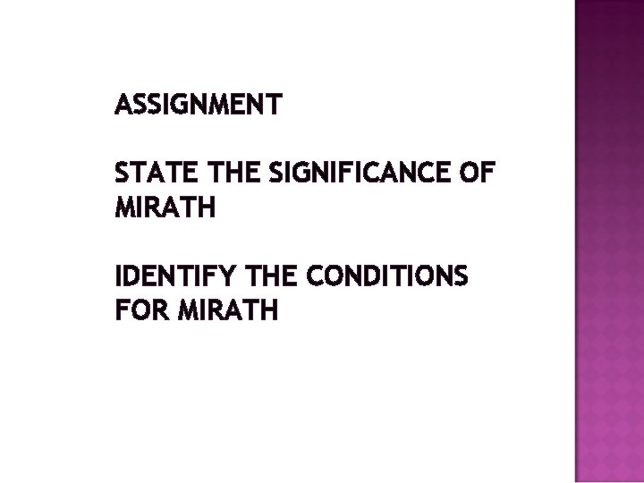 THE LAW OF MIRATH INHERITANCE FORM THREE MR