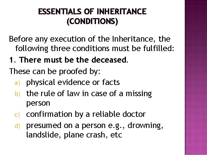 THE LAW OF MIRATH INHERITANCE FORM THREE MR