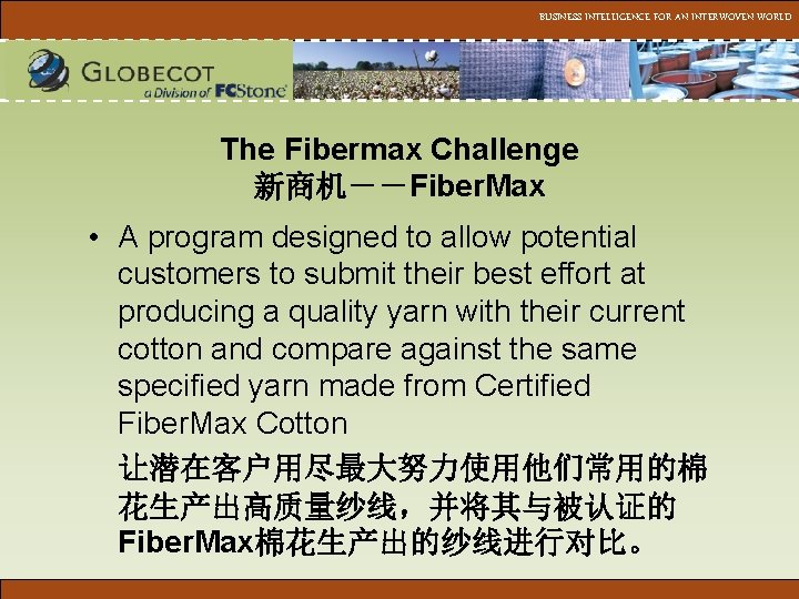 BUSINESS INTELLIGENCE FOR AN INTERWOVEN WORLD The Fiber