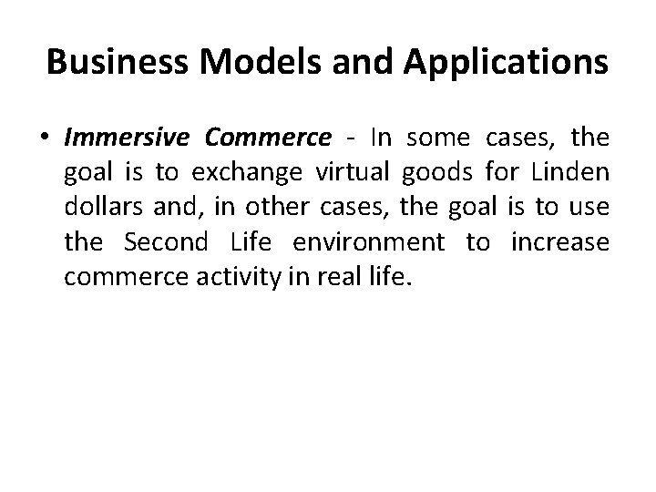 Article Towards a Framework for Evaluating Immersive Business