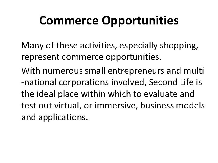 Article Towards a Framework for Evaluating Immersive Business