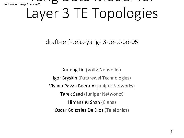Yang Data Model for Layer 3 TE Topologies