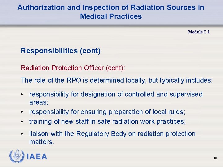 Organizational Responsibilities Authorization and Inspection of ...