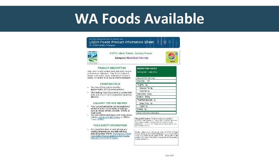 PreOrder Survey Food Distribution Program OSPI Child Nutrition