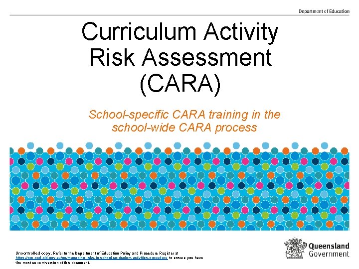Curriculum Activity Risk Assessment CARA Schoolspecific CARA training