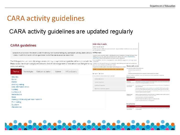 Curriculum Activity Risk Assessment CARA Schoolspecific CARA training