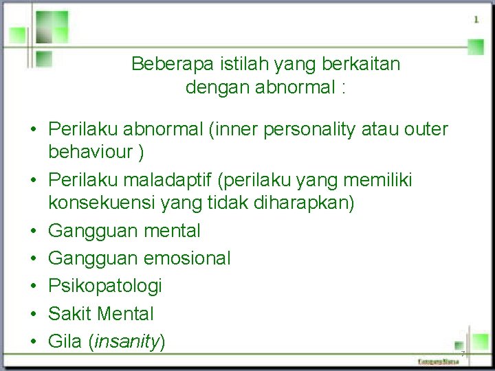 Selamat Sore 1 Normal Abnormal dalam Psikologi Mata
