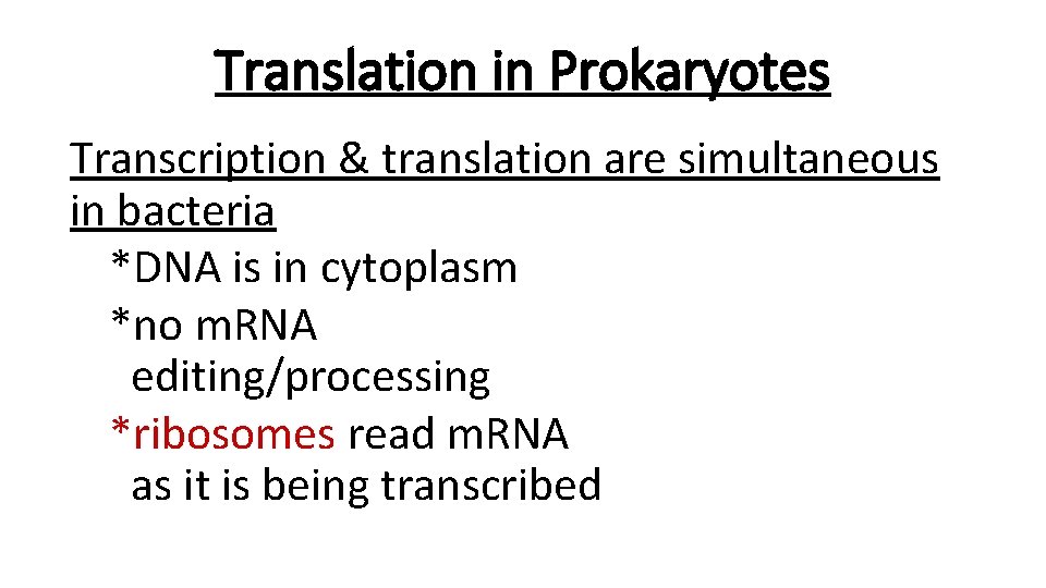 Translation Reading the instructions and building a protein