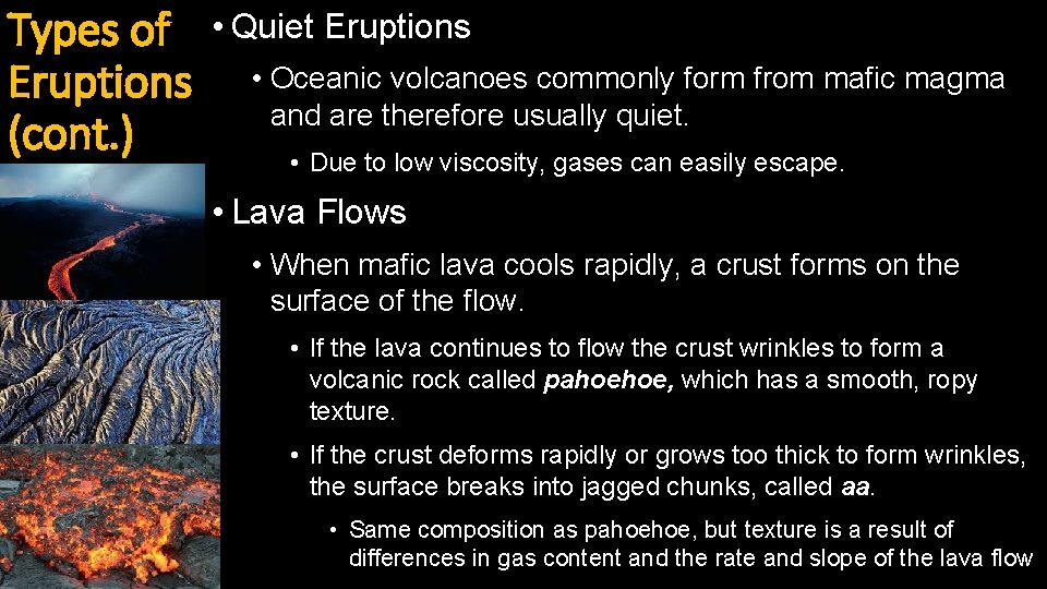 Section 2 Volcanic Eruptions Introduction This section Describes