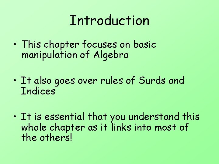 Introduction This chapter focuses on basic manipulation of