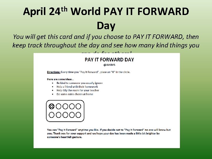Thursday April th 24 What is Pay it