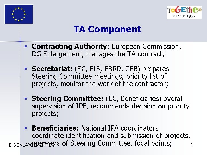 Infrastructure Projects Facility and the Western Balkans Infrastructure