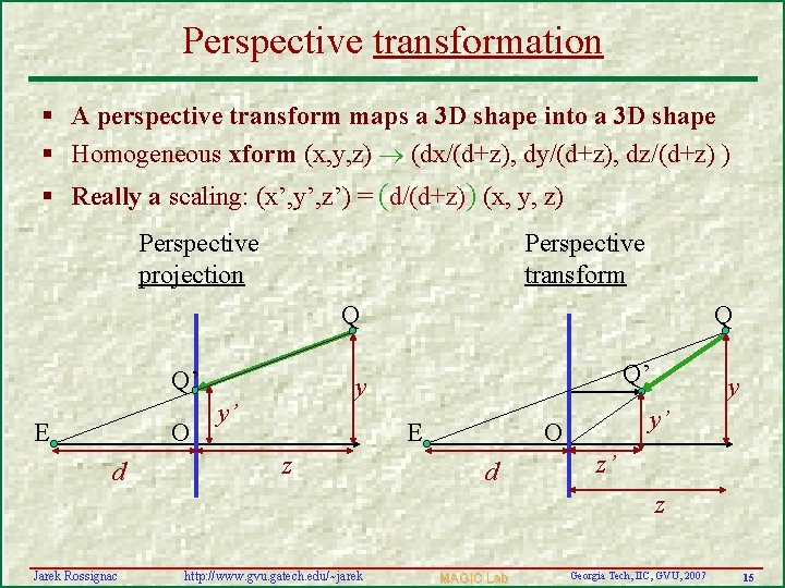 Perspective scanconversion How to draw perspective images Scanconversion