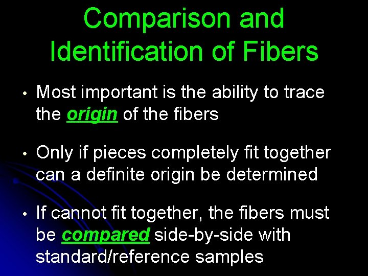 Analyzing Fibers Forensic Science Fibers Material composing fabrics