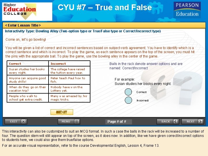 CYU 7 True and False Enter Lesson Title