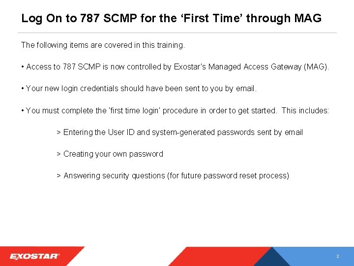 First Time Login Process Boeing 787 SCMP Training