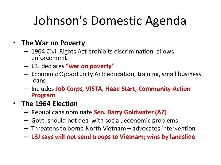 The New Frontier and the Great Society 1960