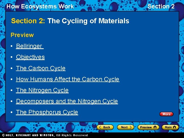 How Ecosystems Work Section 2 The Cycling of