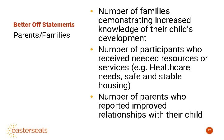 Easterseals National Impact Statements Better Together Impact Measurement