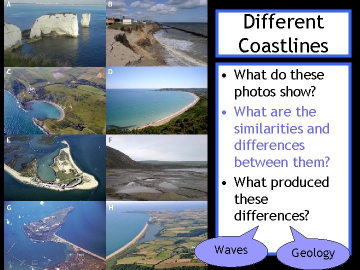 Different Coastlines What do these photos show What