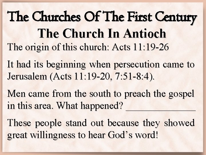 The Churches Of The First Century The Churches