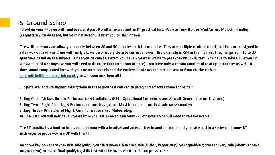 Club Induction Pack BAE Flying Club Issue 1