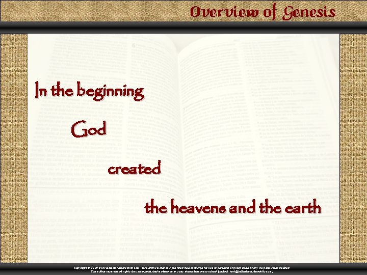 Comunicacin y Gerencia Overview of Genesis Bible Stories