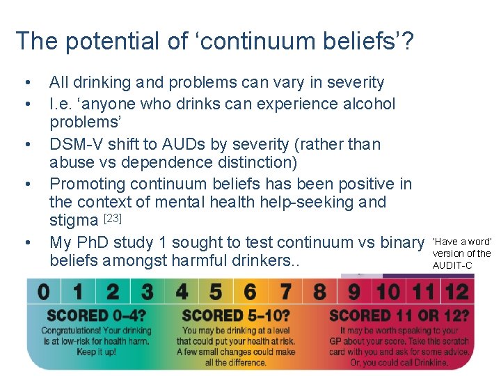 Continuum beliefs increase problem recognition among harmful drinkers