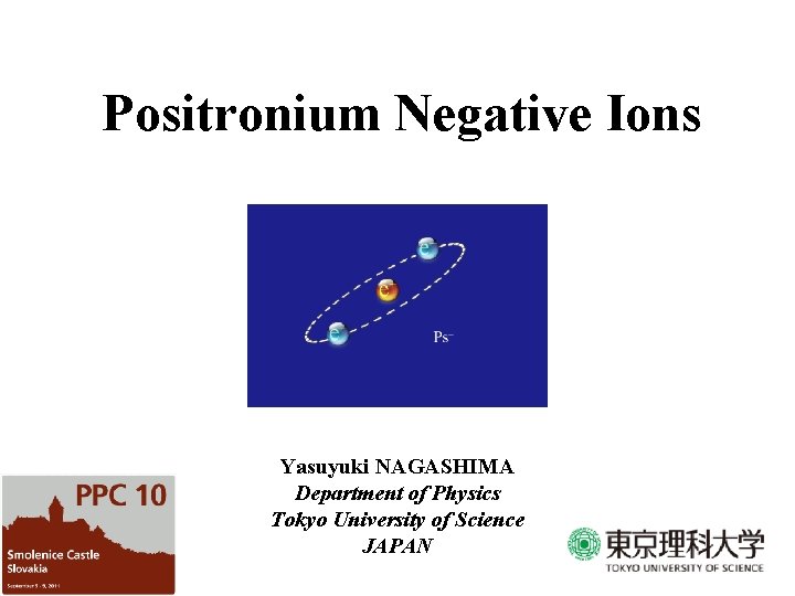Positronium Negative Ions Yasuyuki NAGASHIMA Department of Physics