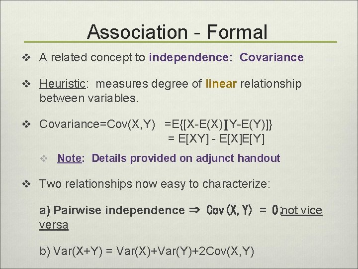 Lecture 2 Association and Inference Karen BandeenRoche Ph
