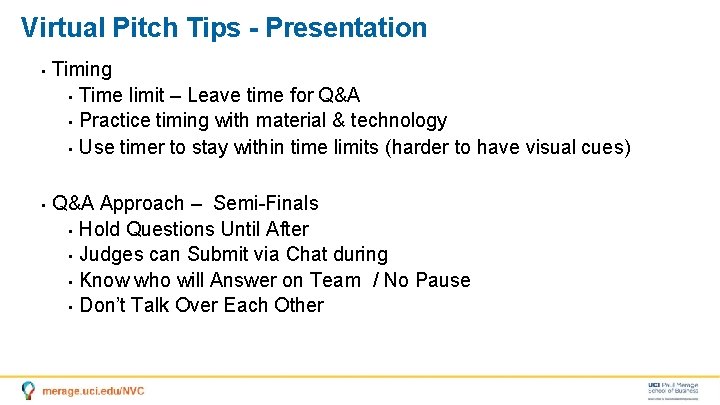 New Venture Competition 2020 Developing Your Virtual Pitch