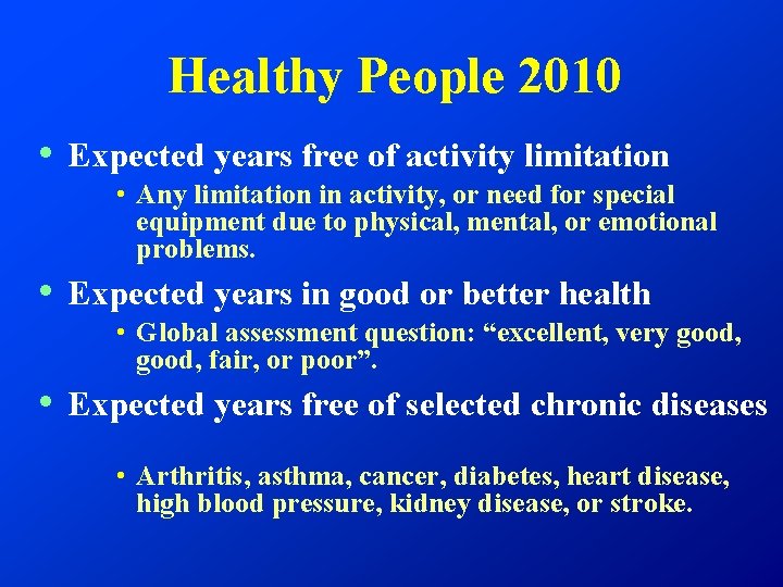 Healthy Life Expectancy Measuring Population Health Based on