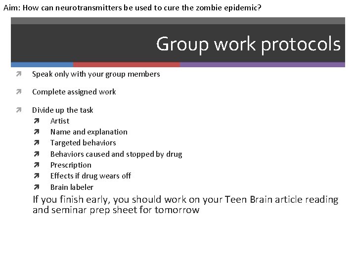 Aim How can neurotransmitters be used to cure
