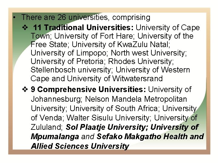 Kwa ZuluNatal Universities Councils Capacity Building Workshop Overview