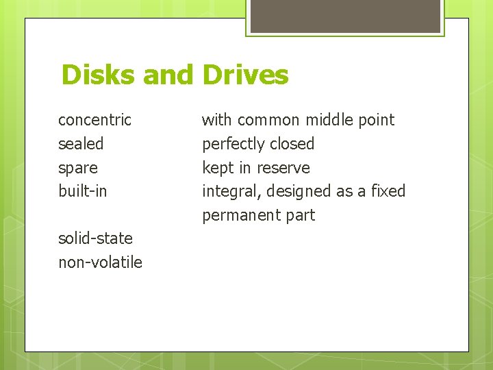 English for Computing Vocabulary Week 5 Disks and
