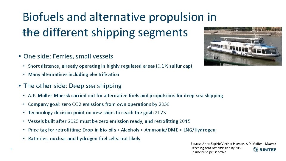 THE POSSIBILITIES FOR USE OF BIOFUELS FOR SHIPPING