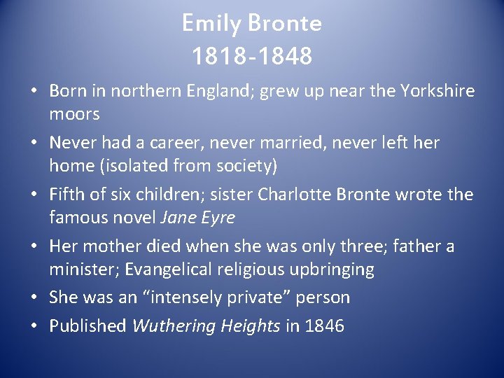 Wuthering Heights Wuthering Heights by Emily Bronte Emily