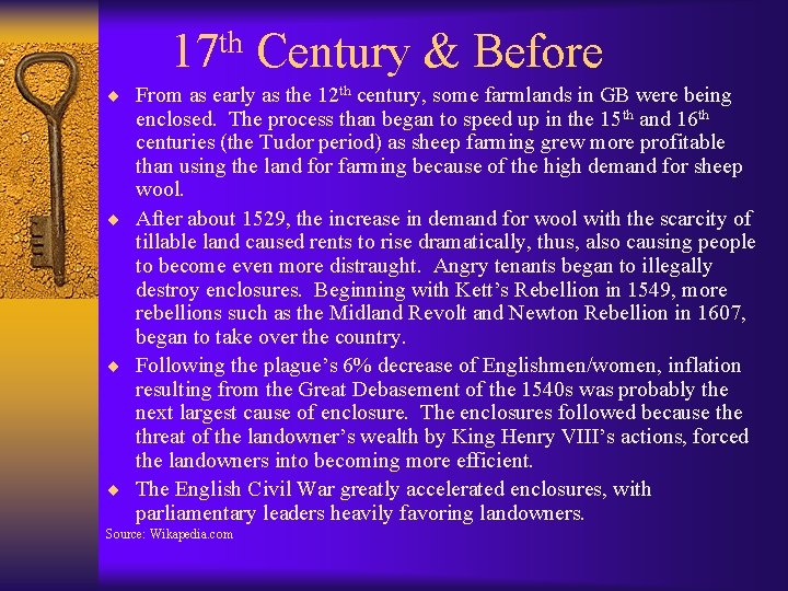 A History of Enclosures Beth Nolan Quick Chart