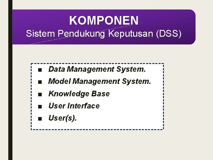 SISTEM PENDUKUNG PENGAMBILAN KEPUTUSAN DECISION SUPPORT SYSTEM DSS