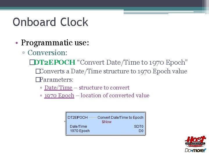 Domore Technical Training Onboard Clock Onboard Clock Accuracy
