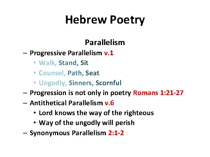 Psalm 1 The Foundation Psalm Outline The blessed