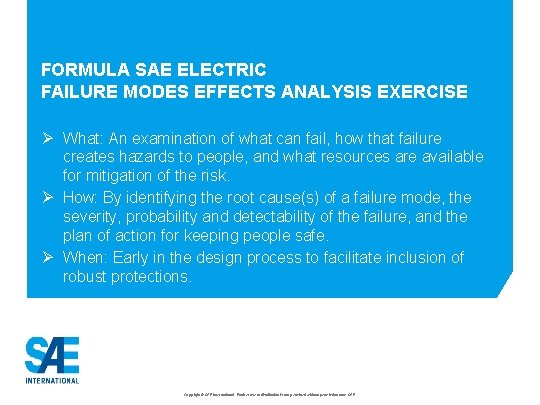 FORMULA SAE ELECTRIC FAILURE MODES EFFECTS ANALYSIS EXERCISE
