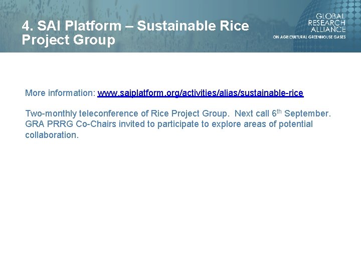 13 07 2016 SAI Platform Rice Project Group