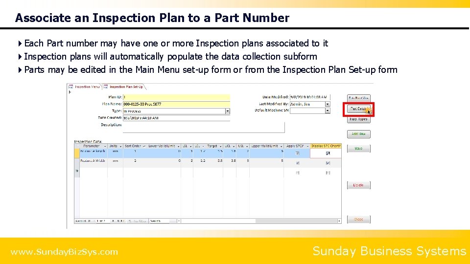 SBS Inspection Database Features Benefits Setup and Use