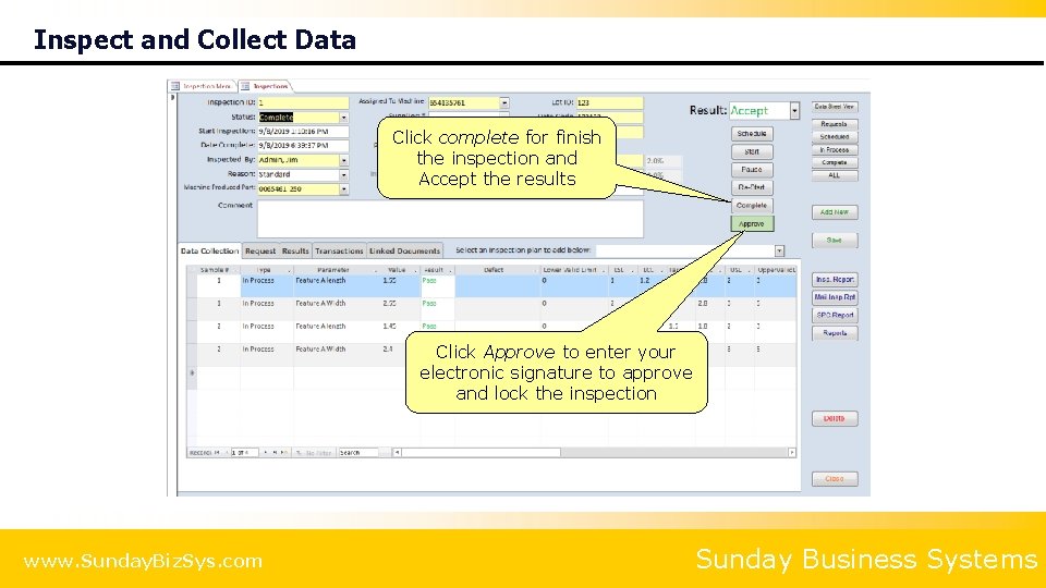 SBS Inspection Database Features Benefits Setup and Use